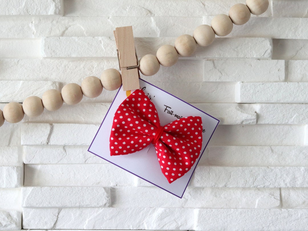 Red Bow Clip With White Polka Dots - Etsy