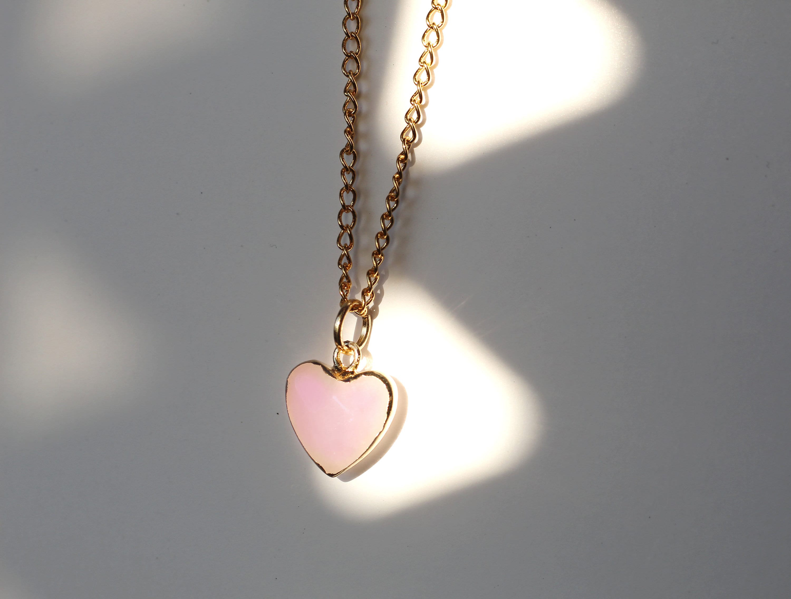 Rose Quartz Heart Necklace Rose Quartz Gift for Girlfriend - Etsy