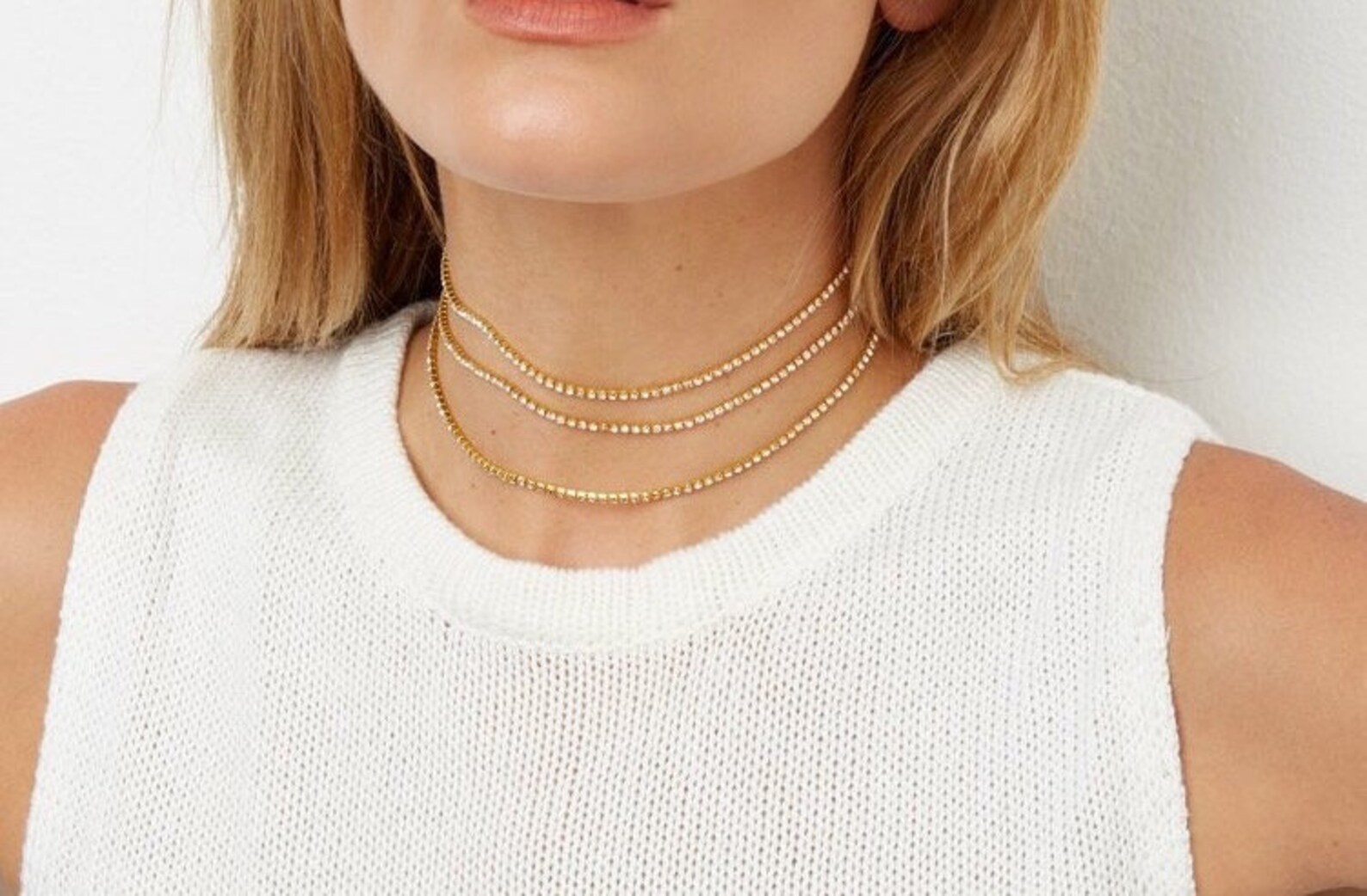Silver Crystal Wrap Layered Choker Necklace Delicate Choker - Etsy