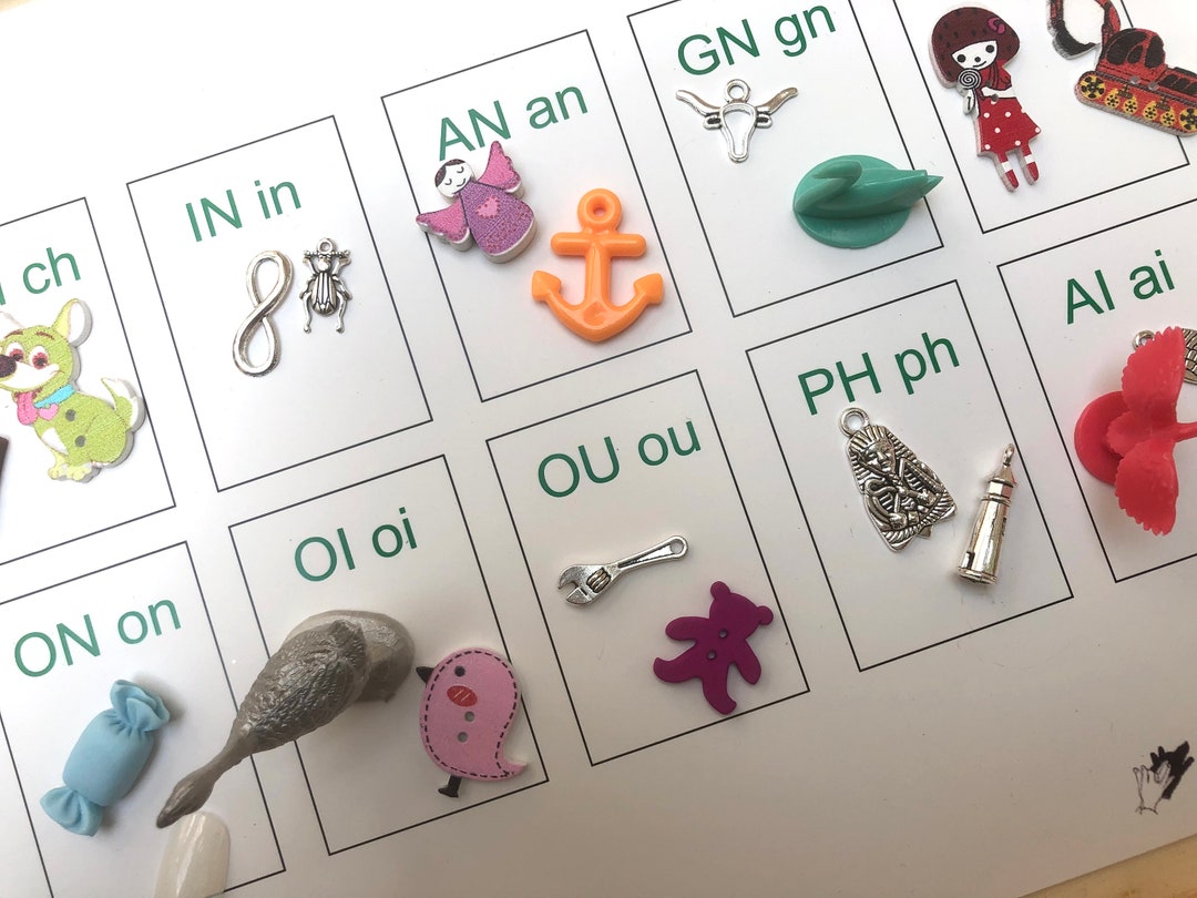 Set2 Phonologie, Digrammes, 20 Objets, Montessori, Matériel éducatif Le ...