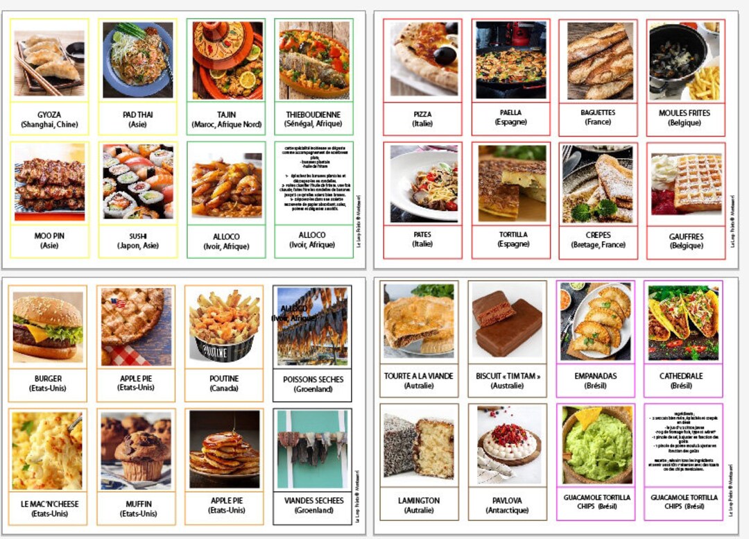 Traditional Dishes Continents Maps Nomenclatures, Montessori, Photos, 7 ...