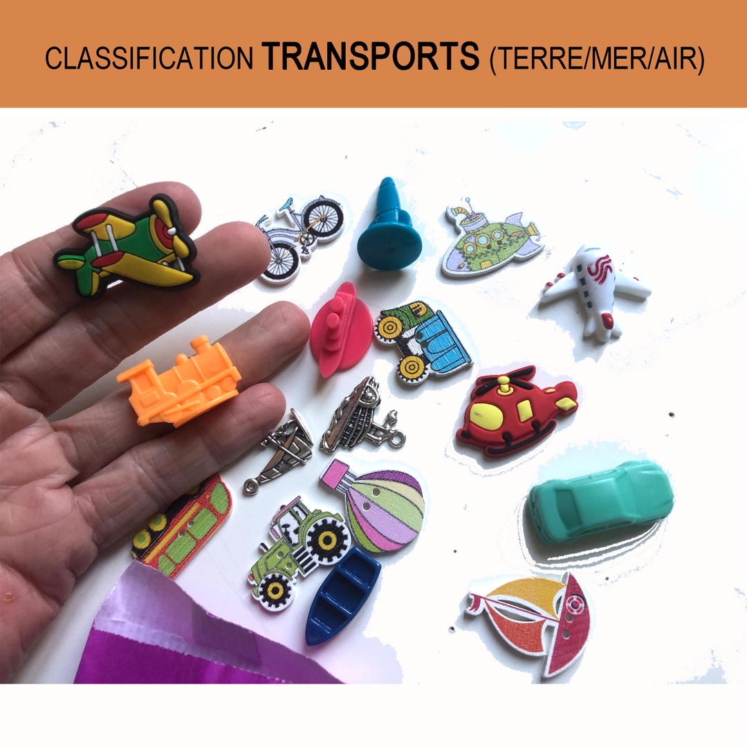 Objects TRANSPORT VEHICLES, Sorting, Classification, Montessori, Land ...