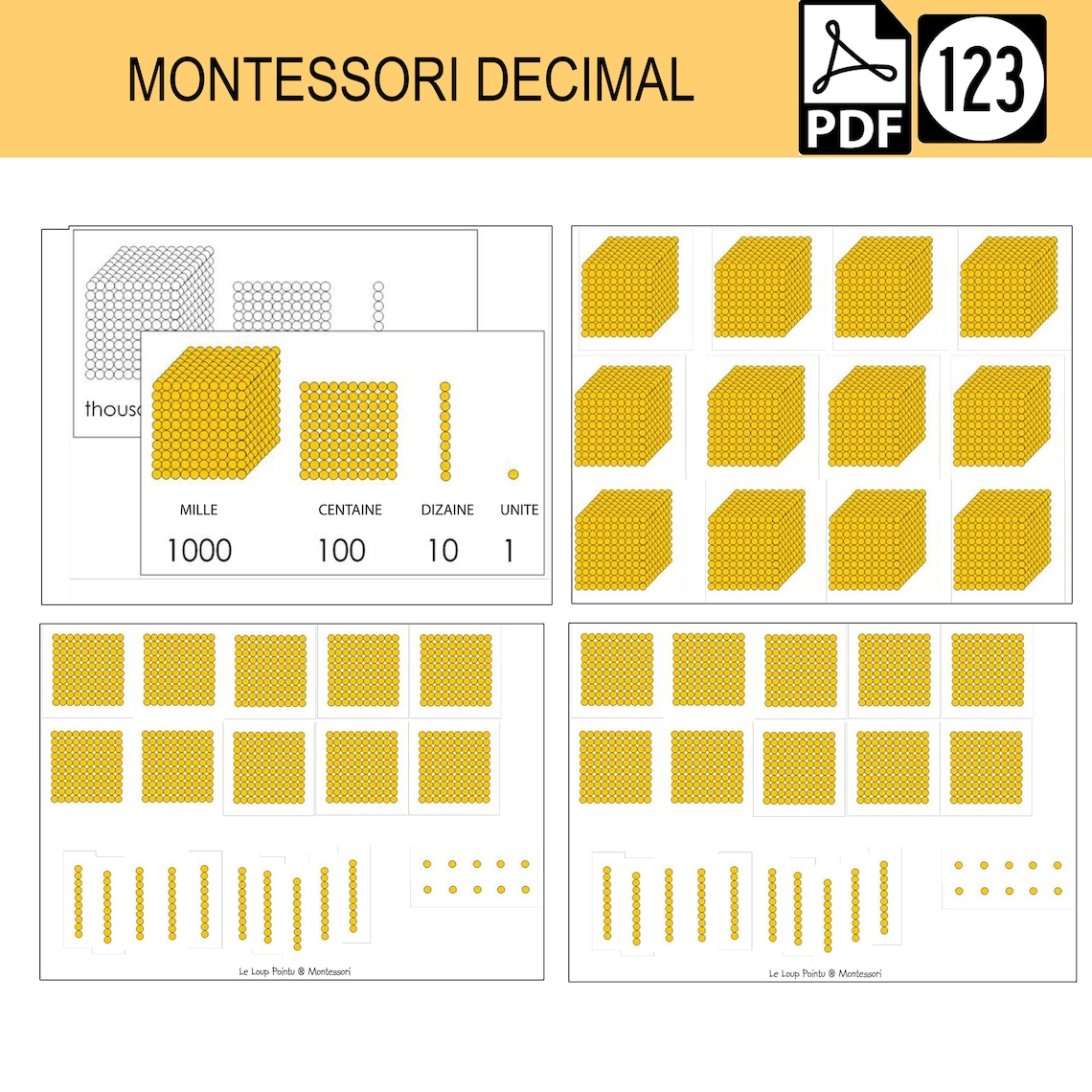 Digital PDF Decimal System for Major Montessori Operations, Montessori ...