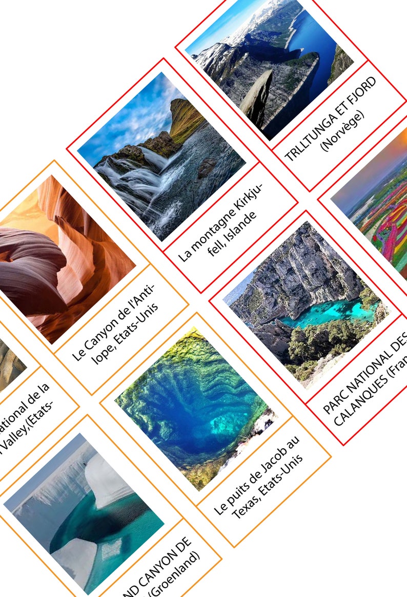 32 Landscapes of the World, Nomenclature Cards, Montessori, Photos of ...