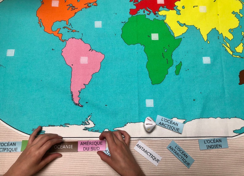 Large Fabric World Map, + Continent & Ocean Labels to Scratch and ...