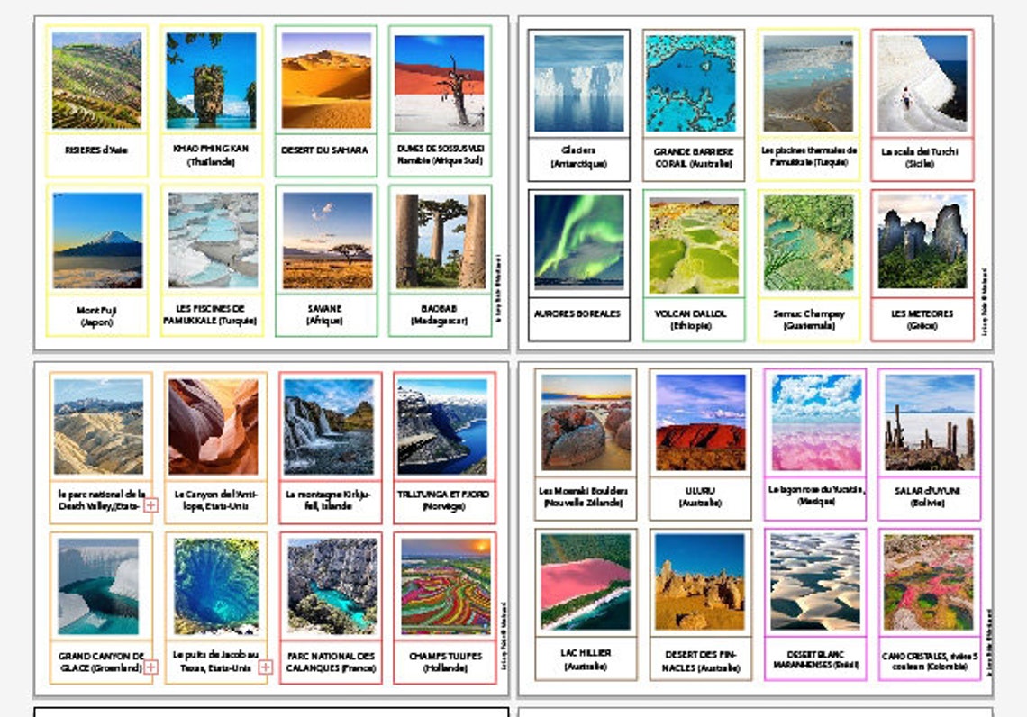 32 Landscapes of the World, Nomenclature Cards, Montessori, Photos of ...