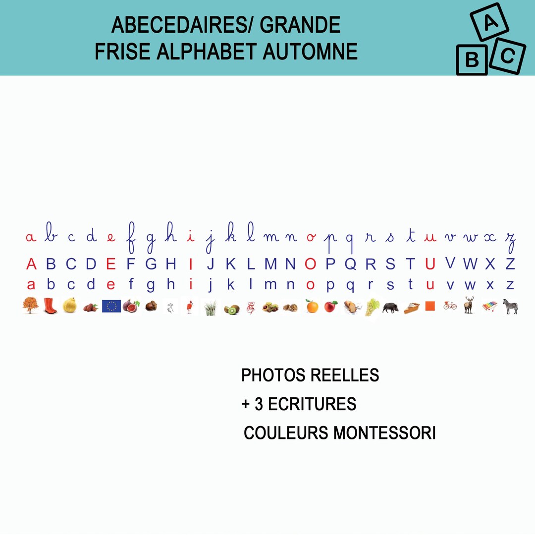 Large Alphabet Frieze JUST, Montessori, Photo Realistic Autumn, 3 ...