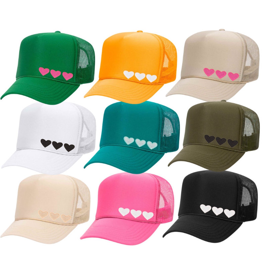 TRIPLE HEART Trucker Hat (multiple Colors) - Customizable Trucker Hat ...
