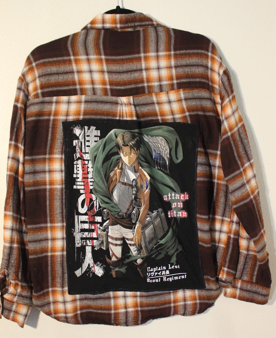 Attack on Titan Anime Flannel Shirt With Custom Back Patch Women's ...