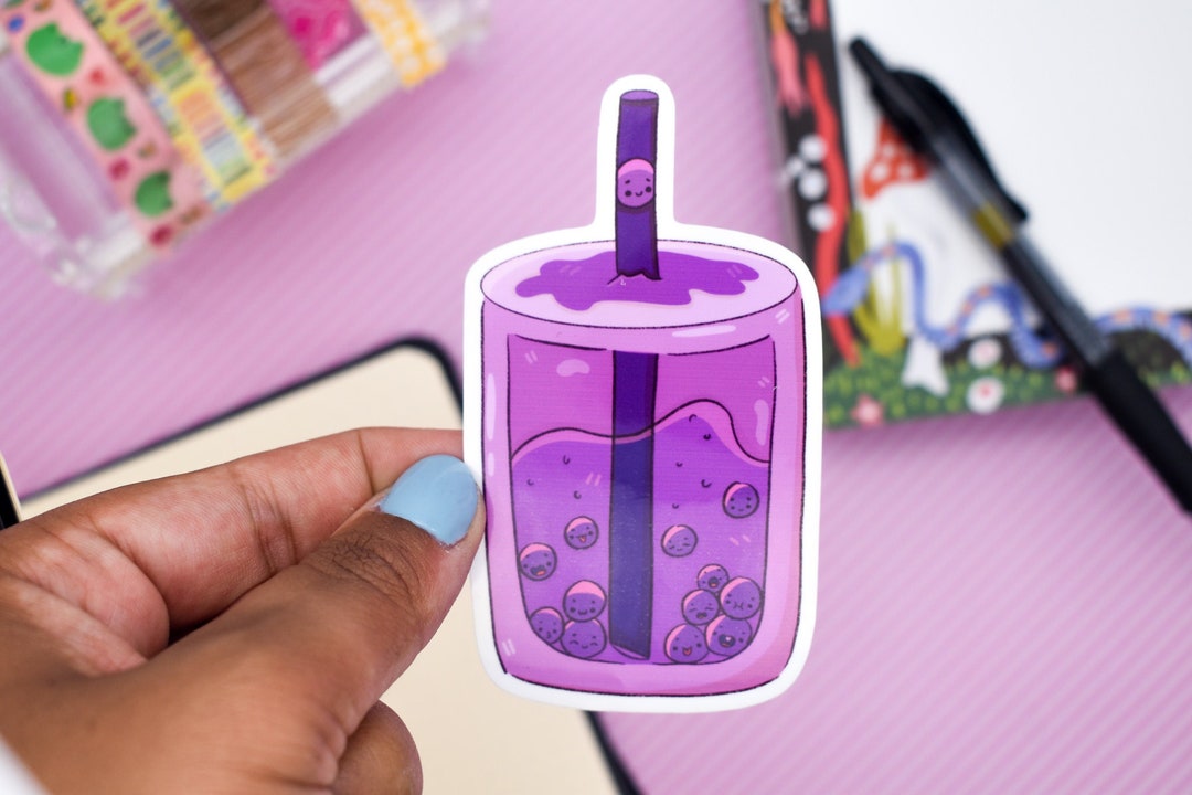 Taro Boba Tea Buddies Sticker | Laptop Sticker | Cute Sticker ...