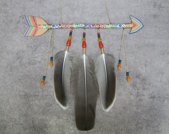 Arrow With Feathers, Indian Arrow Ornament, Tribal Wall Hanging, Ethnic ...