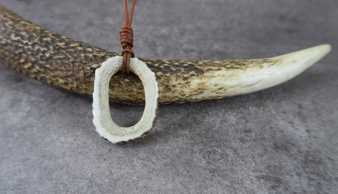 Ring Antler Pendant, Ethical Deer Antler Amulet, Natural Antler Jewelry ...