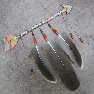 Boho Arrow Ornament, Rainbow Arrow With Feathers, Natural Ethical ...