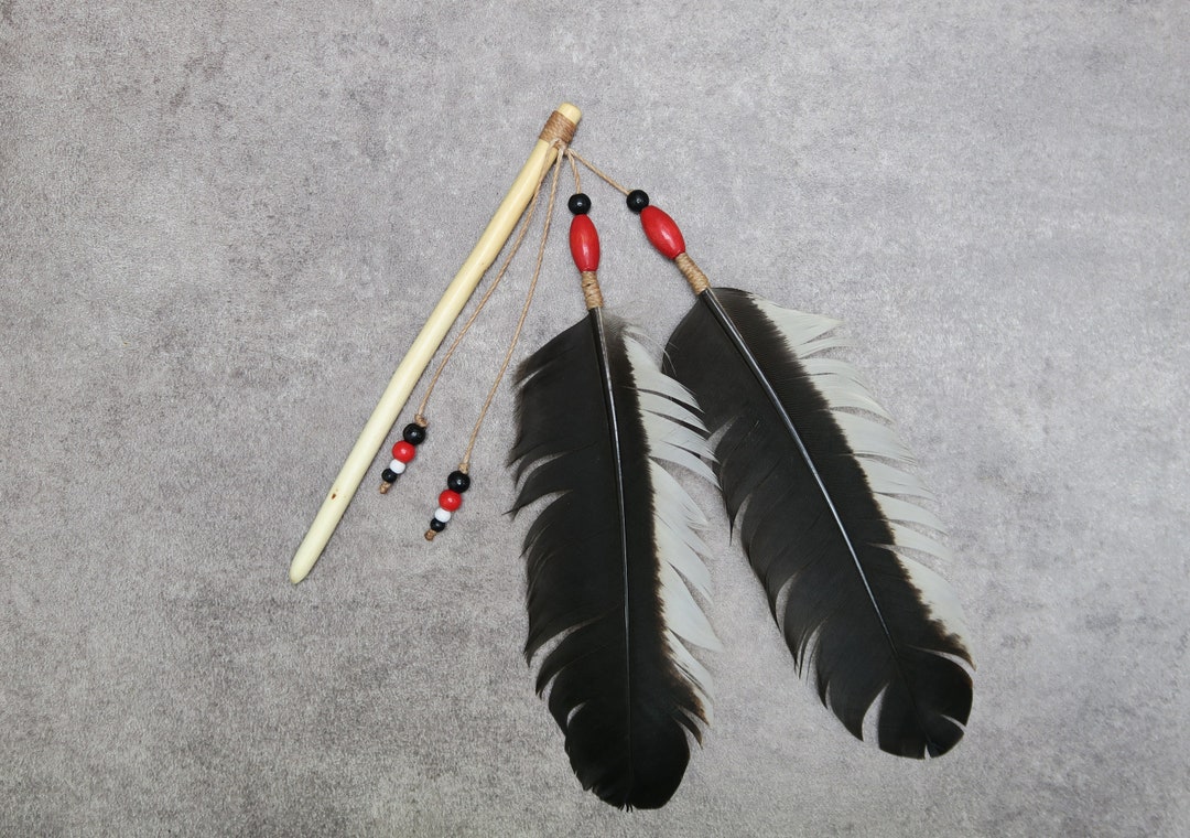Feather Hair Pick, Native American Hairstyle, Hair Bun Stick, Ethnic ...