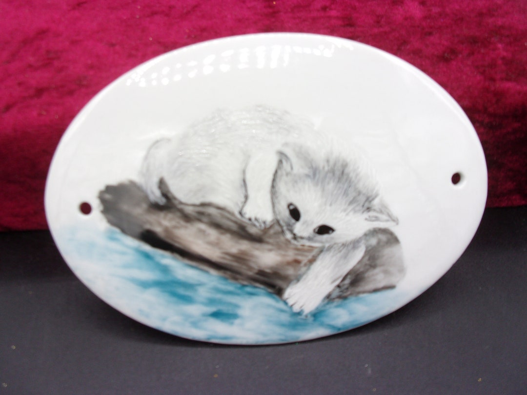 Door Plate or Hand-painted Porcelain Villa Plate, Customizable Cat ...