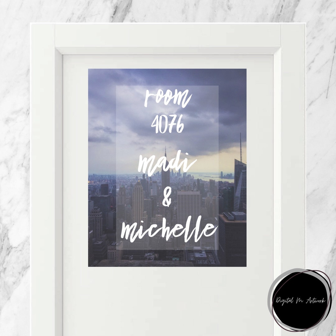 CUSTOM Dorm Room Number Name Sign, Dorm Room Door Decor, College Girl ...