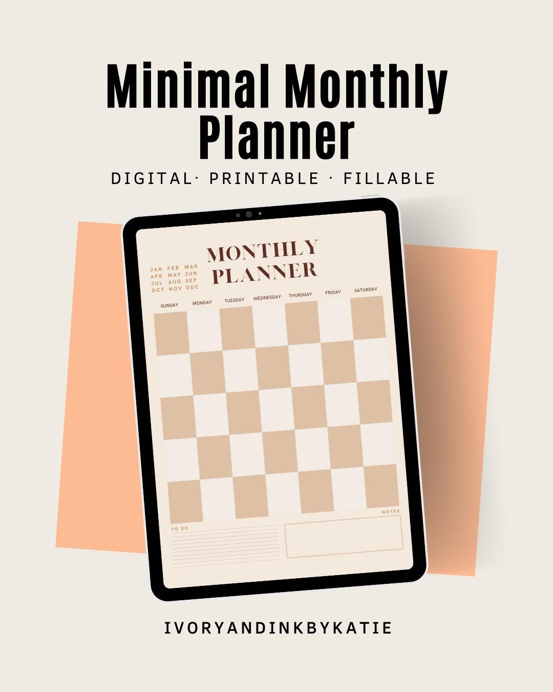 Minimalist Undated Monthly Planner | Neutral Design (digital) - Etsy