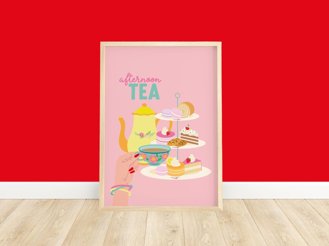 Tea Print | Afternoon Tea and Cakes Printable | Tea Lover Wall Art ...