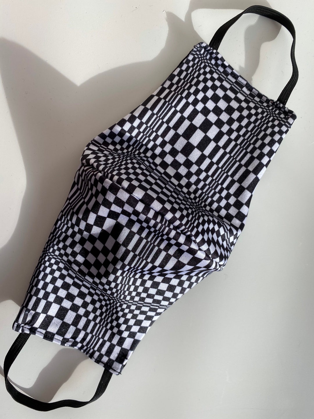 Reversible Black and White Checkered Face Mask - Etsy