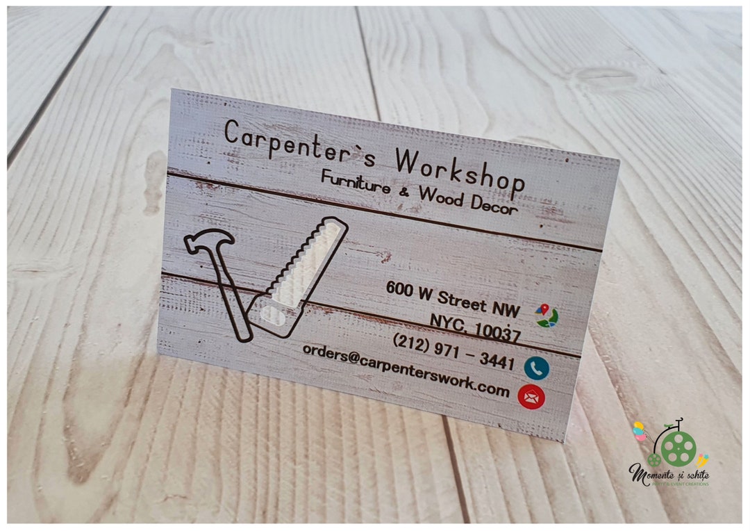 Carpenter Business Cards Wood Workshop Wood Business - Etsy