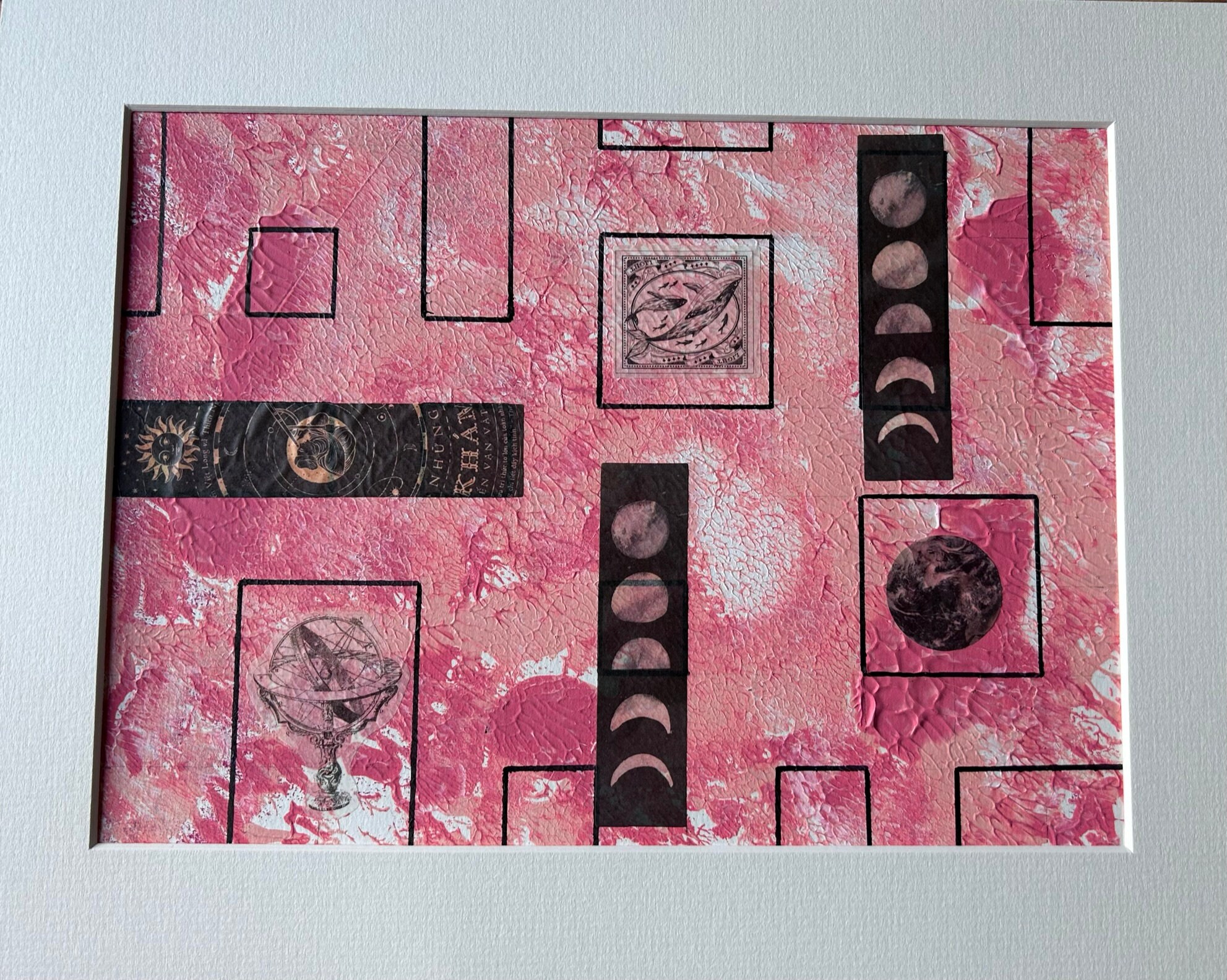 Lunar Phases and World Maps Collage Artwork - Etsy