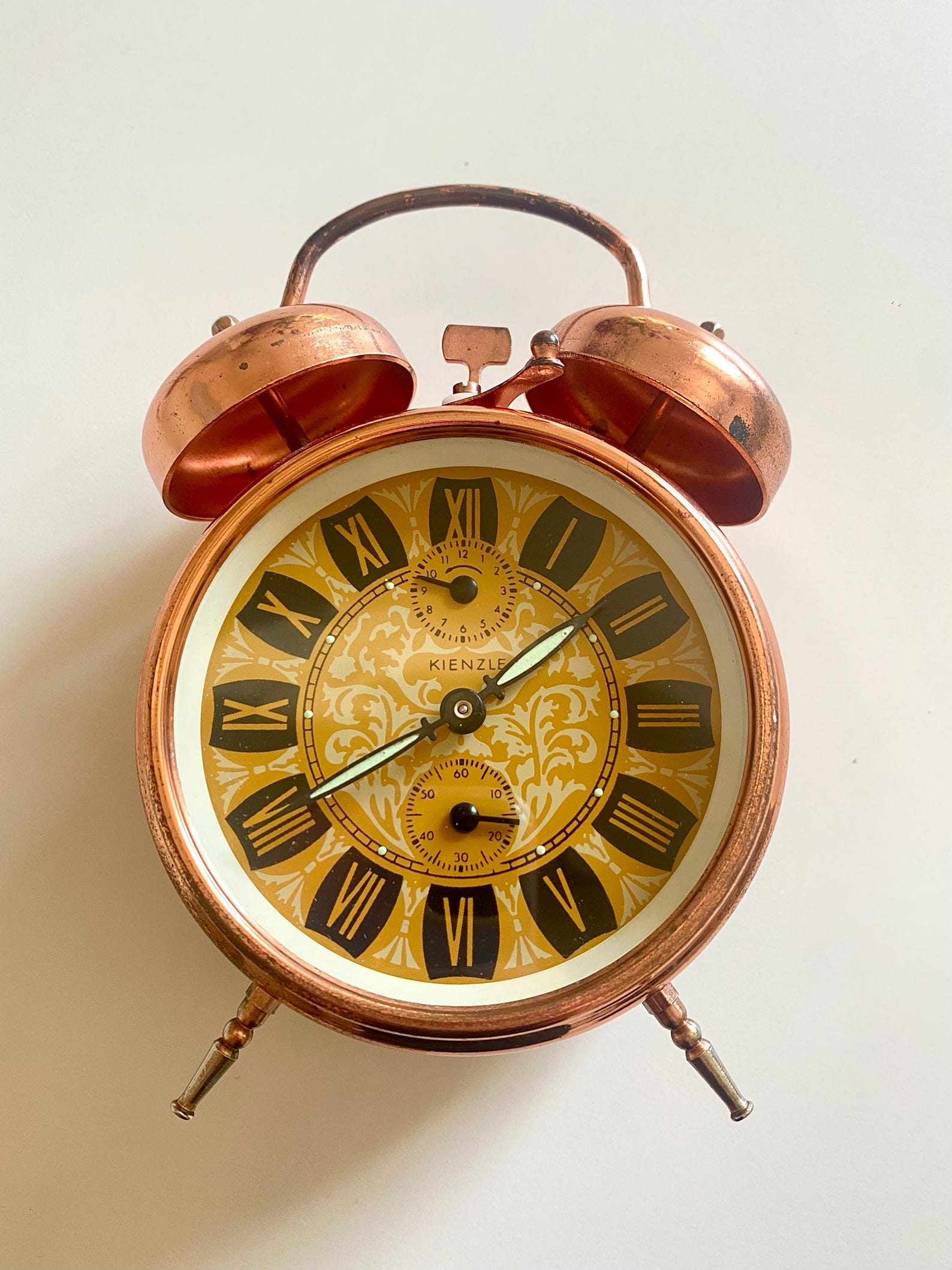 Vintage Copper Kienzle Alarm Clock, 1960s Germany, Mechanical Bell ...