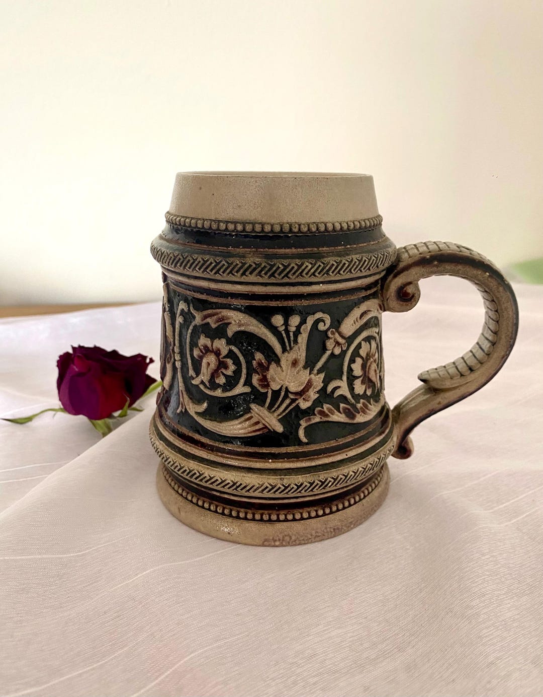 Rare Brown Glazed Ceramic Raised Design German Beer Stein Beer Mug Gift ...
