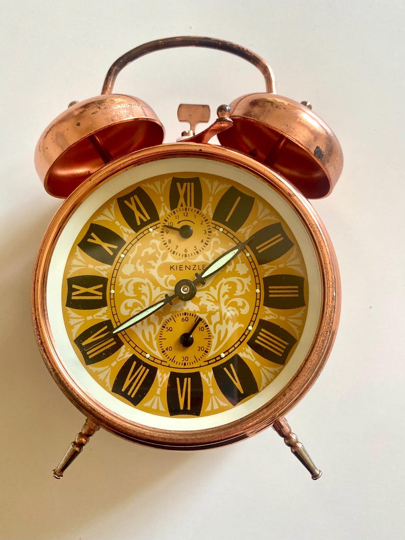 Vintage Copper Kienzle Alarm Clock, 1960s Germany, Mechanical Bell ...