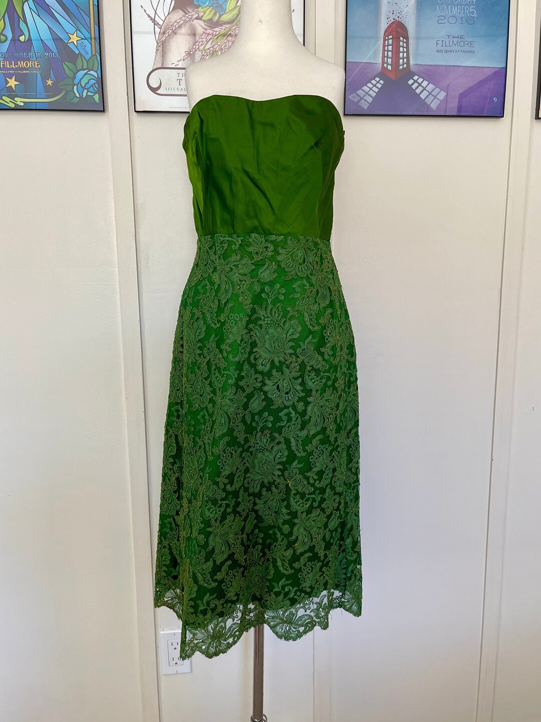 SM 50s Harvey Berin Designed by Karen Stark Strapless Lace and Silk ...