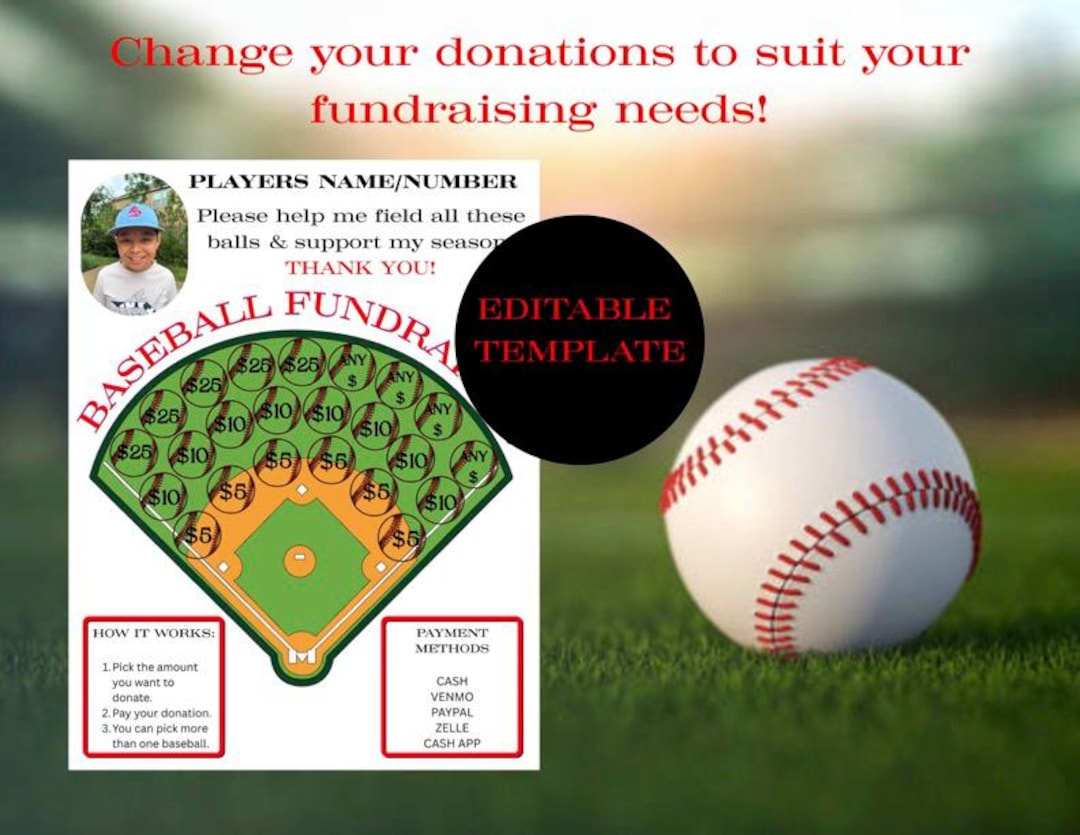 Editable Baseball Fundraiser Template: Printable Donation Tracker (PDF ...