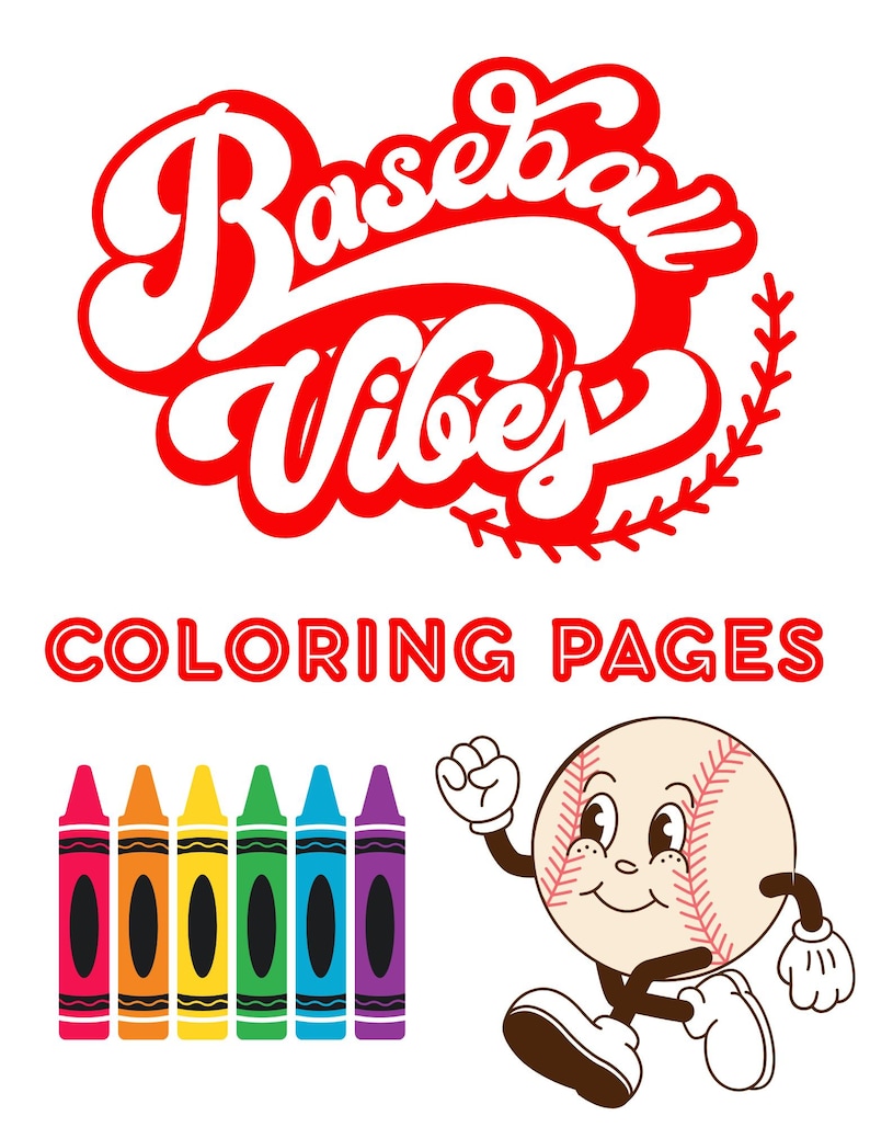 Baseball Coloring Pages for Kids: Game Day Fun (printable Digital ...