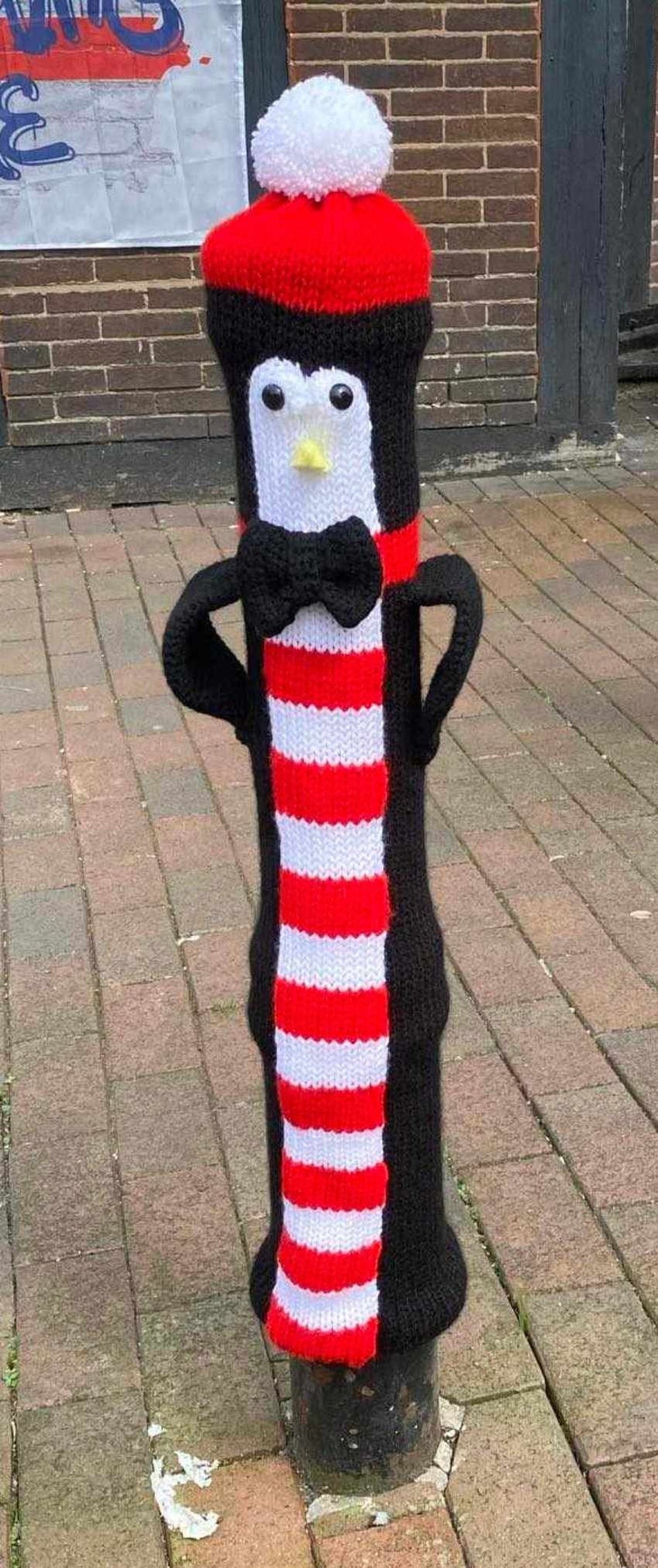 Penguin Knitted/crochet Bollard Cover for Yarn Bombing Projects - Etsy