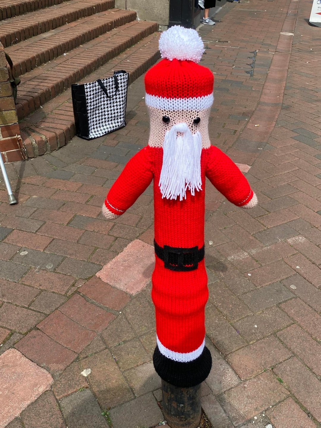 Santa Knitted/crochet Bollard Cover for Yarn Bombing Projects - Etsy