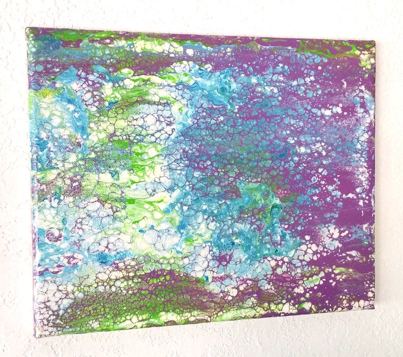 Purple Rain Abstract Acrylic Art Painting on 8 X 10 Gallery Wrapped ...