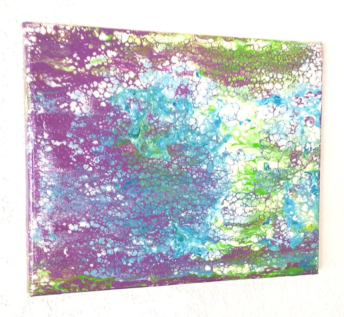 Purple Rain Abstract Acrylic Art Painting on 8 X 10 Gallery Wrapped ...