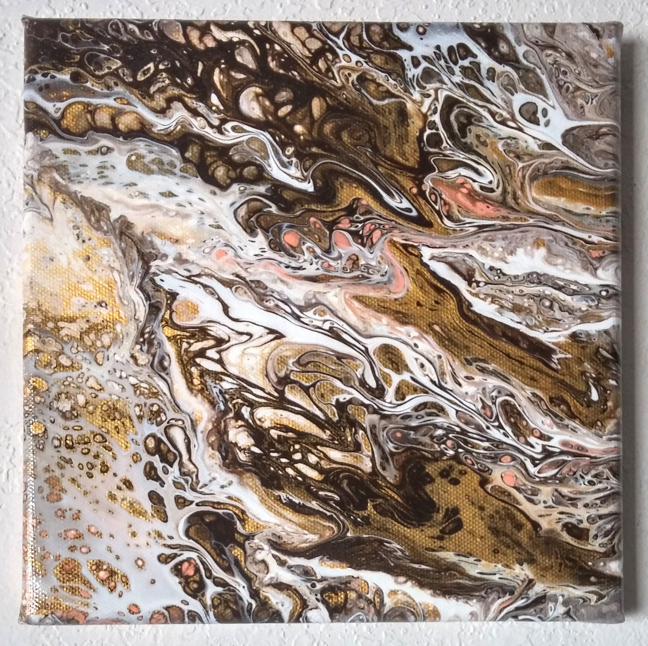 Molten Metallics Original Abstract Acrylic Flow Painting 8 X 8 Gallery ...