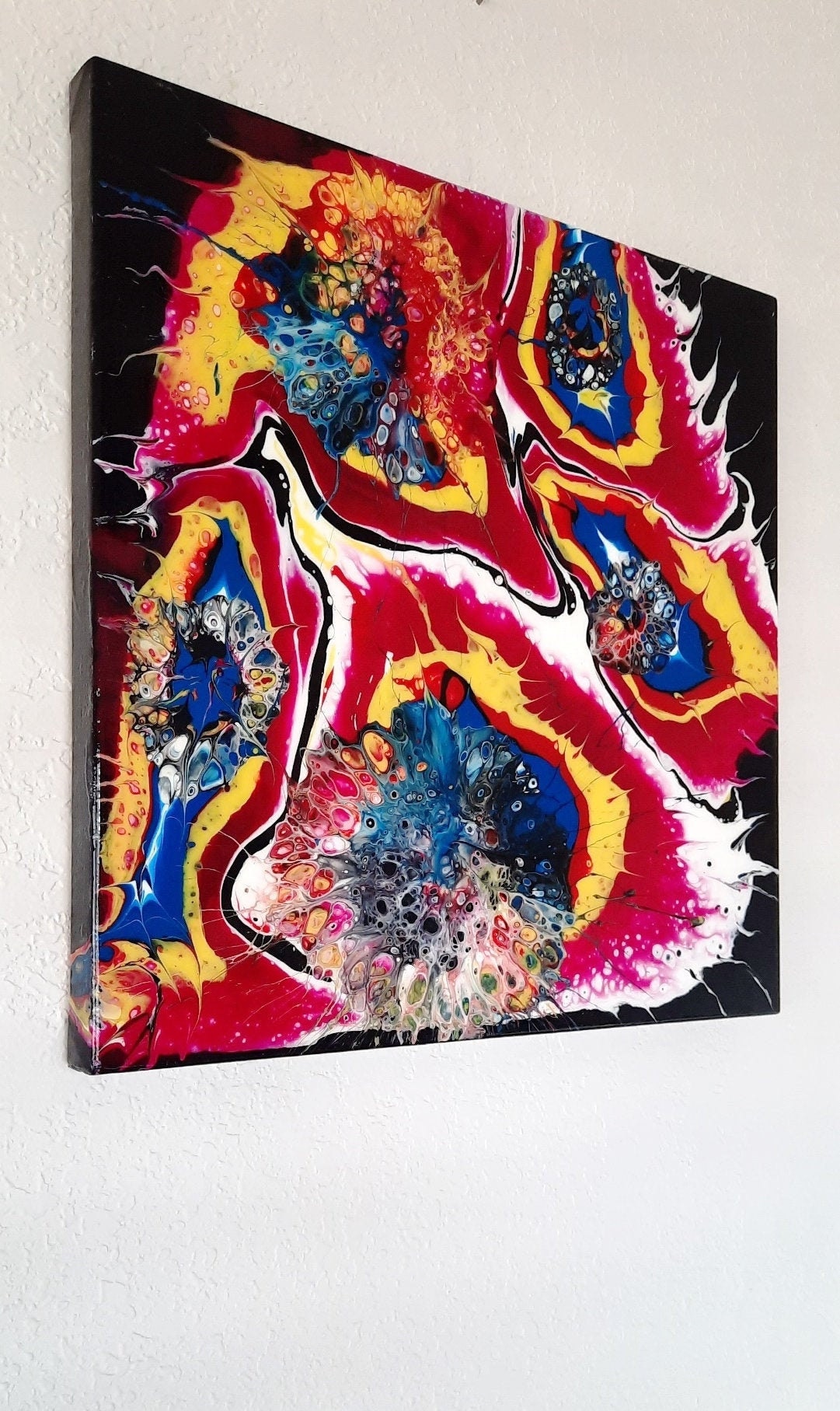Psychedelic Bloom Original Abstract Acrylic Painting on 12 X 12 Gallery ...