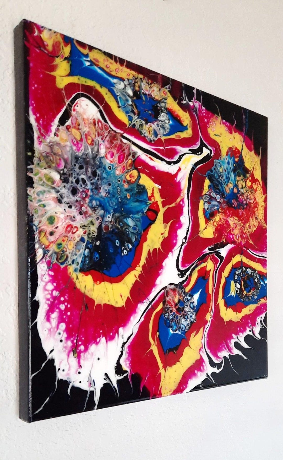 Psychedelic Bloom Original Abstract Acrylic Painting on 12 X 12 Gallery ...