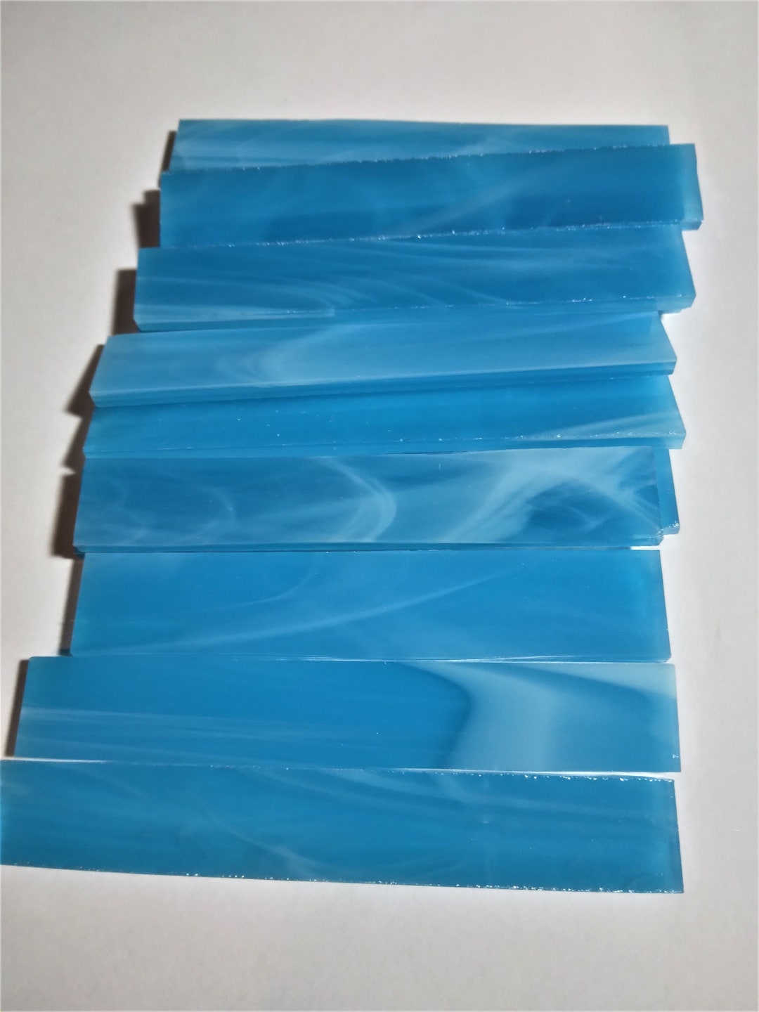 Stain Glass Strips Blue and White Streaky 3x1/2x3mm, 20-pieces - Etsy