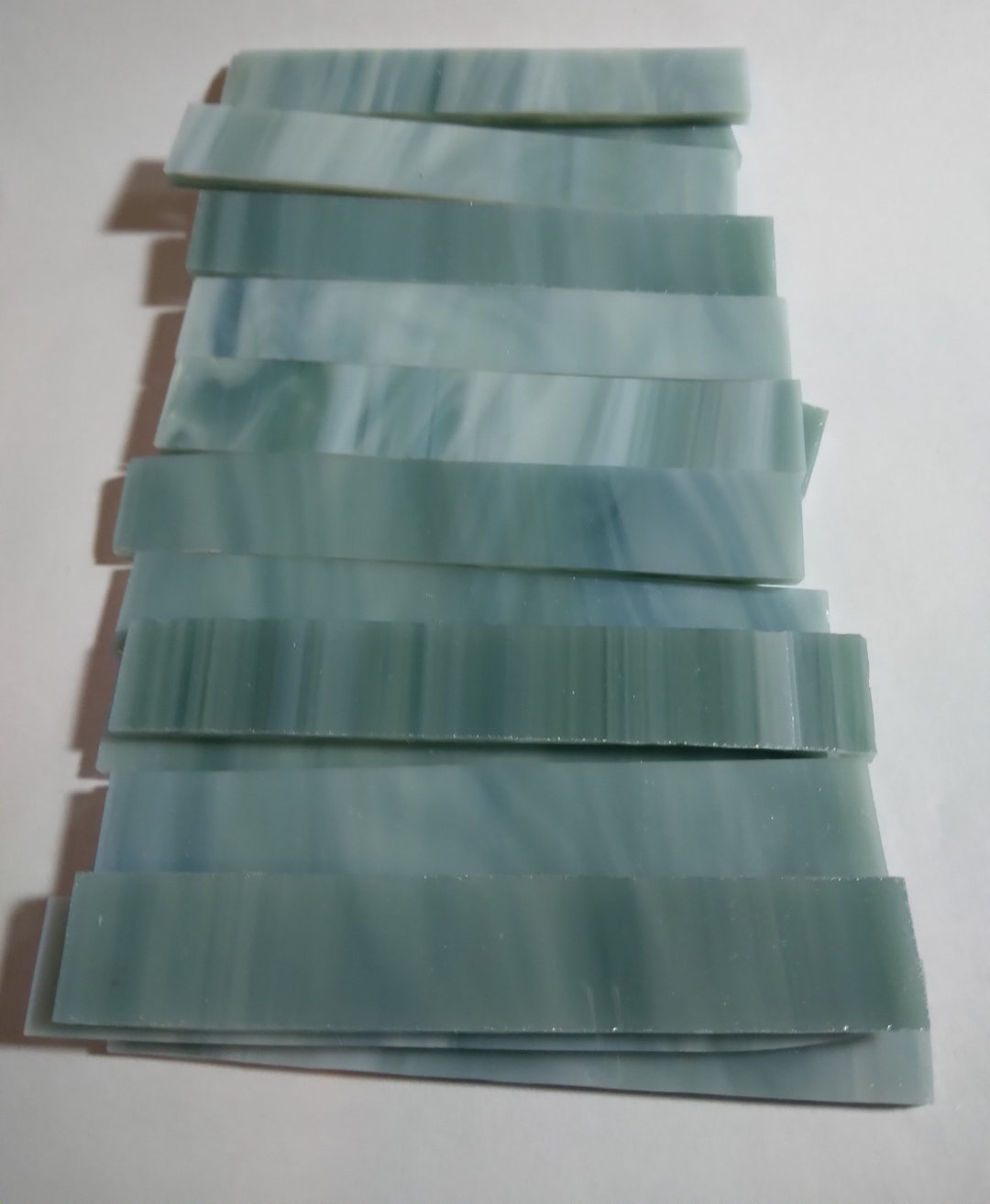 Stain Glass Strips Green Wispy, 3"x1/2"x3mm, 20 Pieces - Etsy