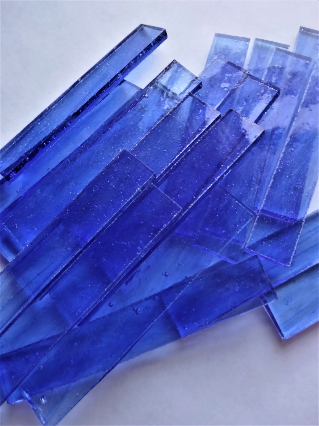 Light Blue Streaky Stained-glass Border Strips 3"x1/2"x3mm -20 Pieces ...