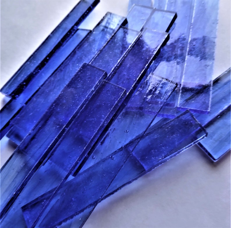 Light Blue Streaky Stained-glass Border Strips 3"x1/2"x3mm -20 Pieces ...