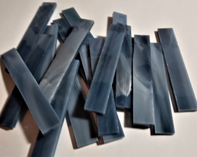 Steel Blue Wispy Stained Glass Border Strips 3x12x3mm 20 Pieces Etsy