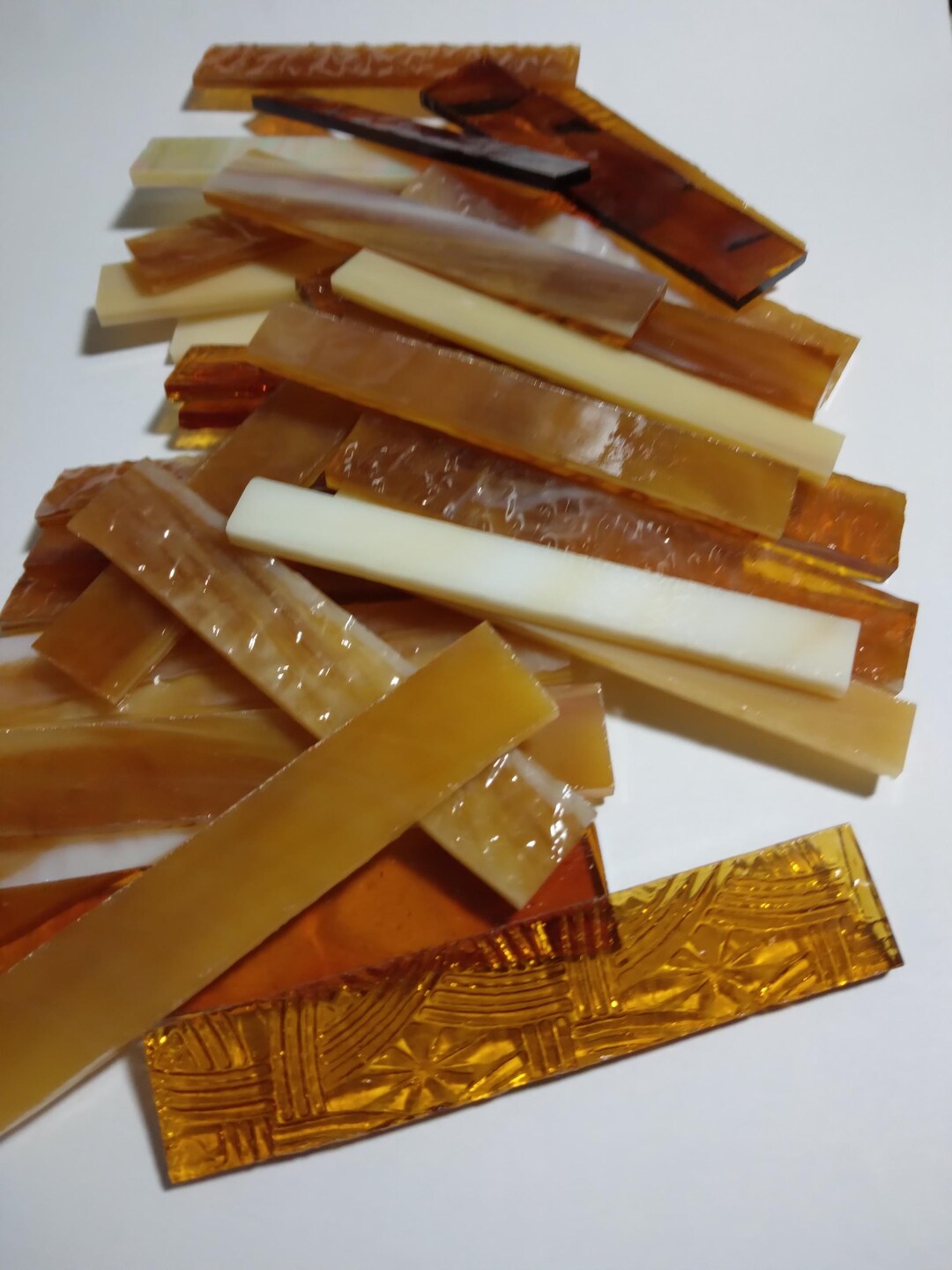Amber Stain Glass Strips Mixed, 3/8" Thru 3/4" X3" X3mm, 33 Strips - Etsy