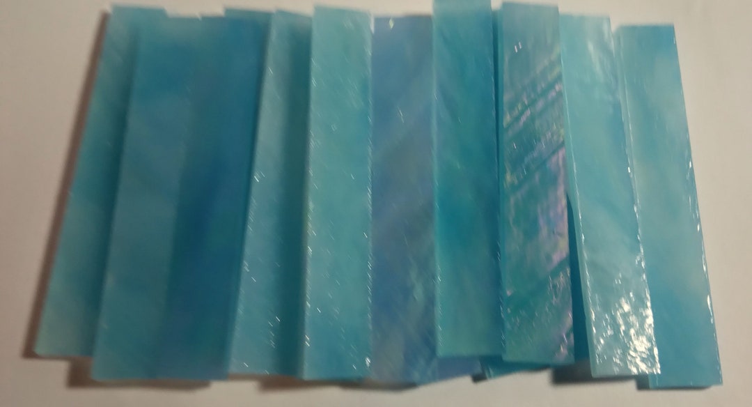 Blue Wispy Stained Glass Strips Iridized One Side 3x12x3 Mm 20 Pieces Etsy