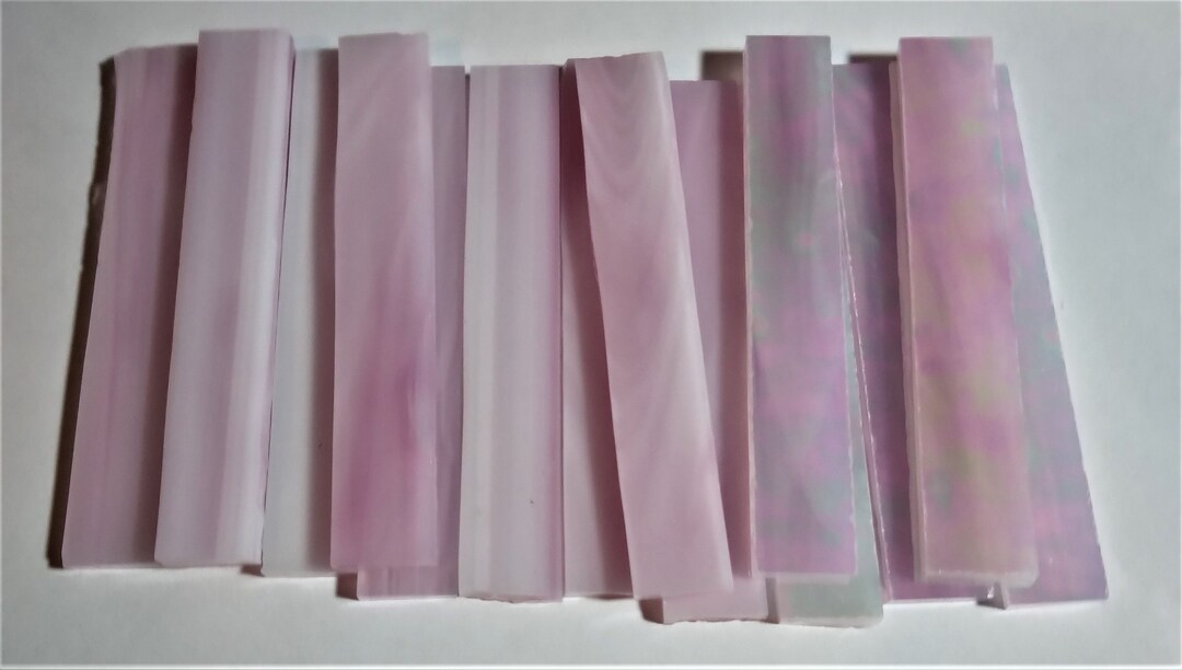 Light Pink Wispy Stained Glass Strips Iridized One Side 3x12x3mm 20 Pieces Etsy