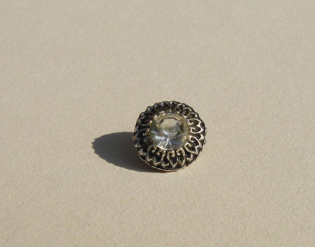 10 Mm Round Buttons With Faceted Rhinestone Metal Bracket Sold in 4 ...