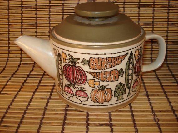 Vintage Pottery Teapot Vegetable Design 1970s | Etsy