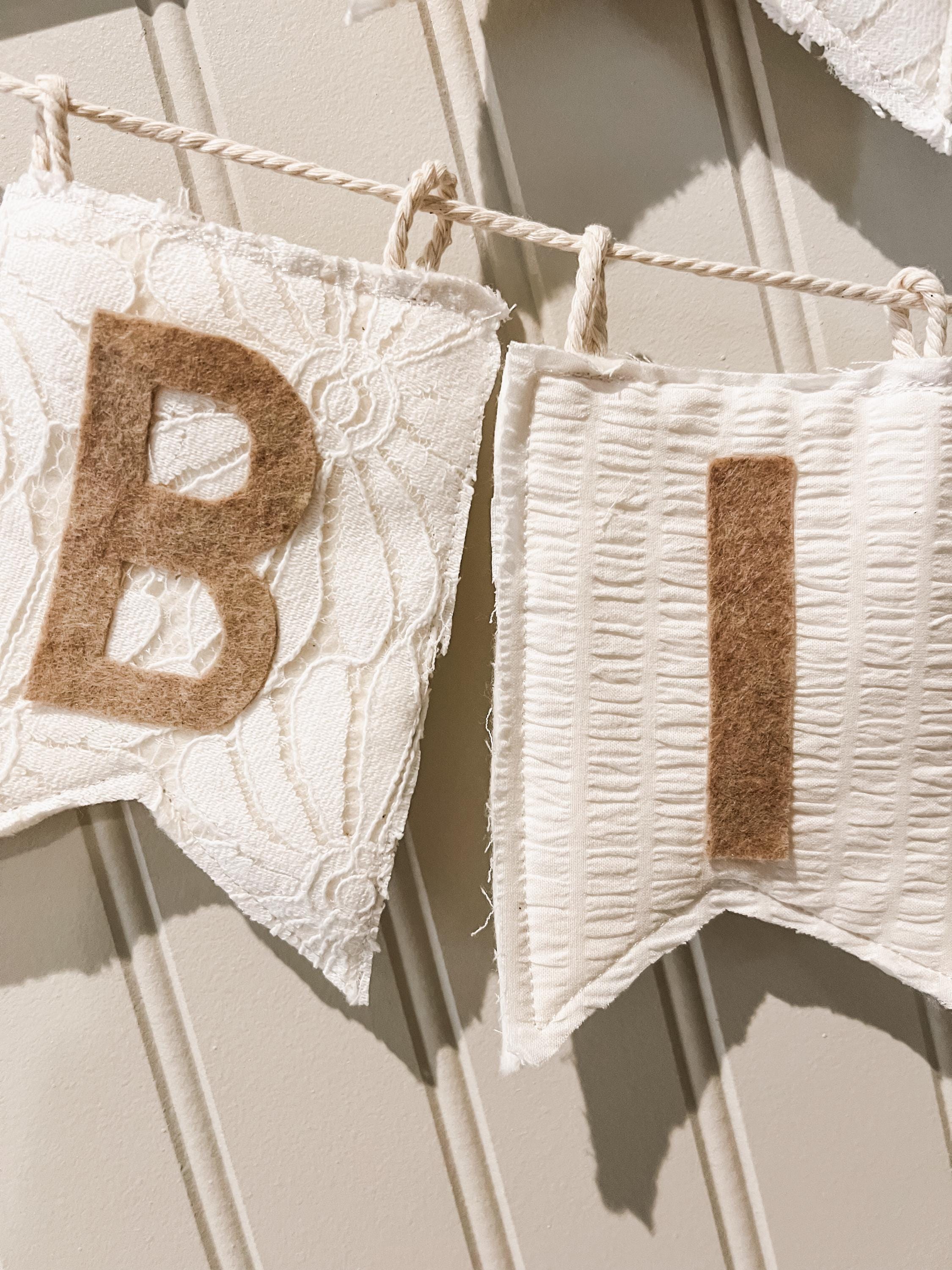 Happy Birthday Fabric Banner: Beige Neutral Party Decor - Etsy
