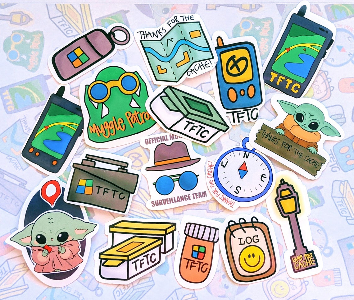 Set of 16 Geocaching Stickers: Variety Pack set of 16 - Etsy